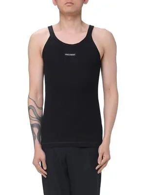Dolce & Gabbana Cotton Tank Top With Logo - Black