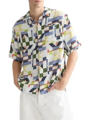Scotch & Soda Relaxed Fit Print Short Sleeve Button-up Shirt - Patchwork Jacquard