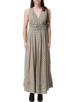 Liu Jo Striped Maxi Dress With Halterneck - Sage