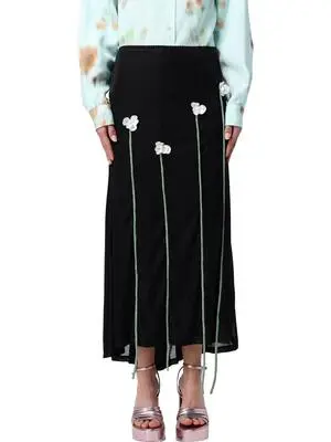 Moschino Moschino Couture Jersey Midi Skirt With Applied Flowers Black