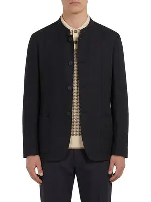Giorgio Armani Band Collar Jacket - Navy