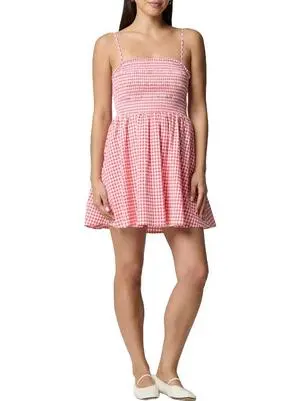 FLORENCE BY MILLS Fit & Flare Smocked Minidress - Red Gingham