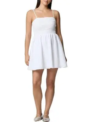 FLORENCE BY MILLS Fit & Flare Smocked Minidress - White
