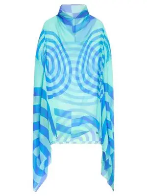 Dries Van Noten Patterned Cape Dress - Blue
