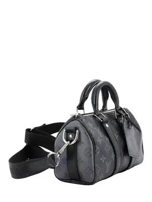 LOUIS VUITTON Keepall Bandouliere 25 Satchel Reverse Monogram Eclipse Canvas - Black