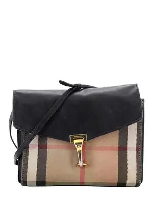 Burberry Macken Leather And House Check Canvas Crossbody Bag - Black