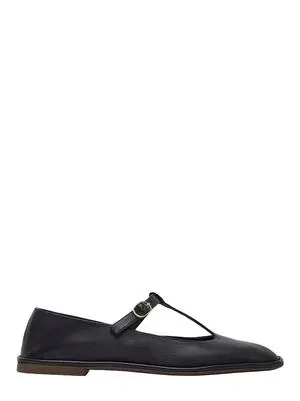 THE ROW Square T-strap Ballerina Flat - Black