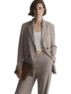Quince Stretch Crepe Relaxed Double-breasted Blazer - Morel