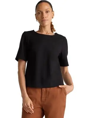 Quince Ultra-Stretch Ponte Short Sleeve Top Black