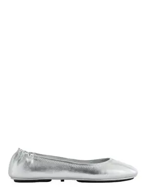 Quince Italian Leather On-the-go Ballet Flats - Silver