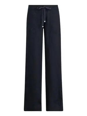 Ralph Lauren Linen Wide-leg Pants - Lauren Navy