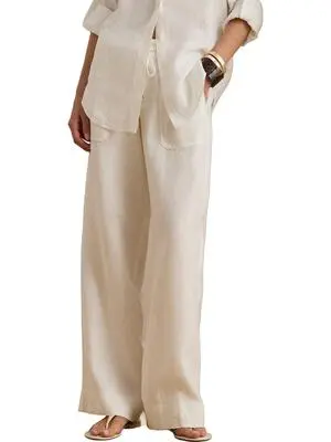 Ralph Lauren Linen Wide-leg Pants - White