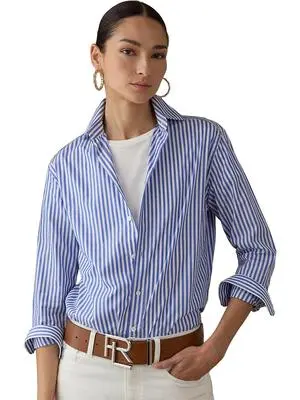 Ralph Lauren Adrien Relaxed Fit Striped Cotton Shirt - White/nimes Blue