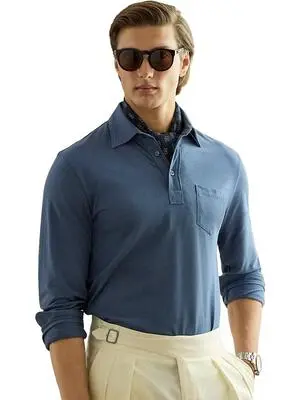 Ralph Lauren Cotton-cashmere Piqué Polo Shirt - Vintage Indigo