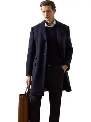 Ralph Lauren Kent Hand-Tailored Wool-Blend Topcoat Navy