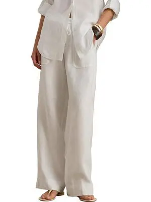 Ralph Lauren Linen Wide-leg Pant - White