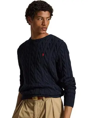 Ralph Lauren Cable-knit Cotton Sweater - Hunter Navy/red
