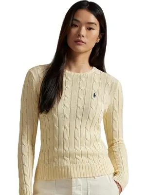 Ralph Lauren Cable-knit Cotton Crewneck Sweater - Cream