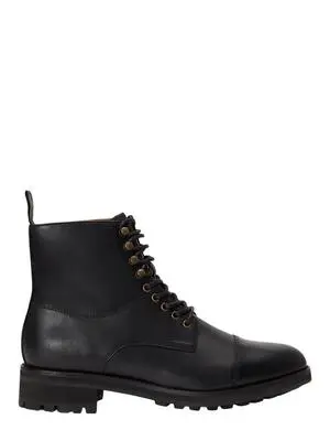 Ralph Lauren Bryson Leather Cap-toe Boots - Black