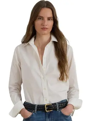 Ralph Lauren Classic Fit Easy Care Cotton Shirt With Embroidered Logo - White
