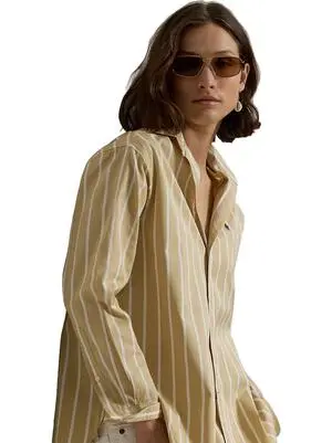 Ralph Lauren Relaxed Fit Striped Cotton Shirt - Polo Tan/white