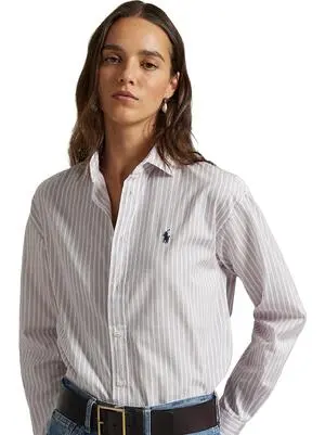 Ralph Lauren Relaxed Fit Striped Cotton Shirt - White Red Blue