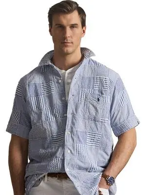 Ralph Lauren Patchwork Seersucker Camp Shirt - Patchwork Blues