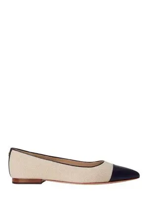 Ralph Lauren Londyn Canvas & Leather Ballet Flat - Natural/buff/navy