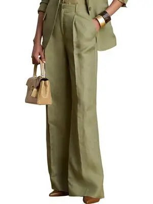 Ralph Lauren Linen-blend Twill Wide-leg Pant - Light Agave