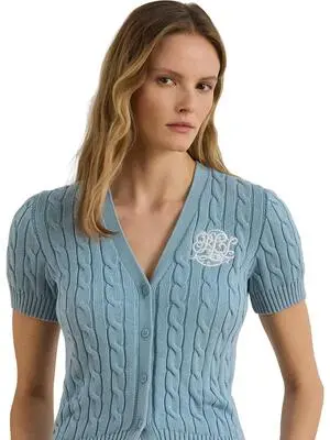 Ralph Lauren Cable-knit Cotton Short-sleeve Cardigan - Blue Note