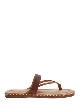 Dries Van Noten Stitched Leather Flat Sandals - Neutrals