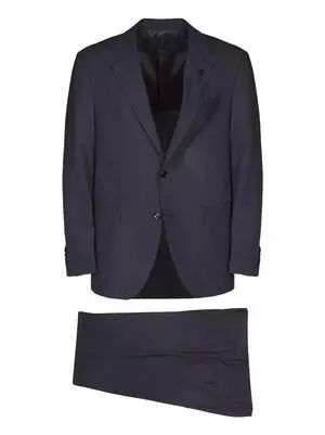 LARDINI Button Pinstripe Suit - Blue