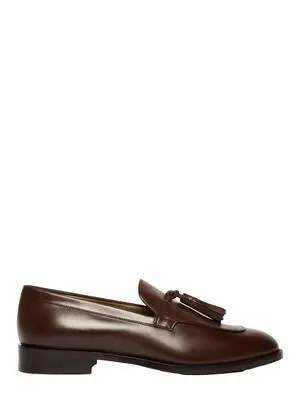 Max Mara Tasselled Leather Loafers Cocoa
