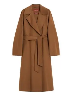 Max Mara Long Wrap Coat In Wool, Cashmere, And Silk Camel