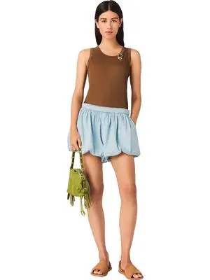 Maje Cotton Chambray Balloon Skort - Blue Sky