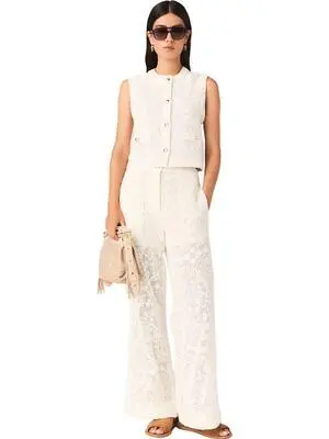 Maje Guipure Lace Waistcoat - Ecru