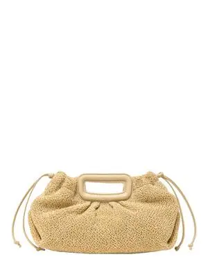 Maje Milpli Bouclé Effect Clutch Bag - Sand