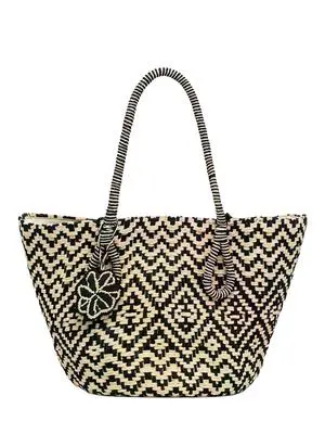 HOSS INTROPIA Woven Satchel With Flower Appliqu - Black