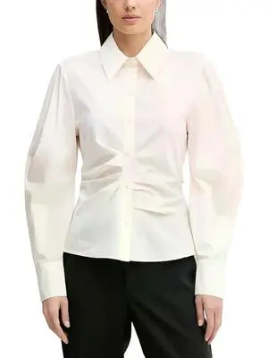 Sisley Puffed-sleeves Gathered Shirt - Neutrals