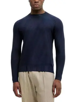 Sisley Textured Crew Neck Sweater - Blue