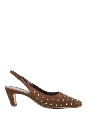 BIANCADI Studded Slingback Pumps - Brown