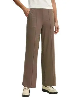 MOS MOSH Herringbone Wide Leg Trousers - Brown