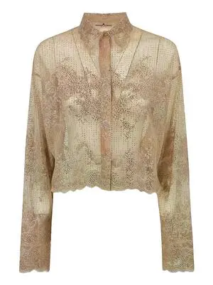 Ermanno Scervino Embroidered Tulle Blouse - Neutrals