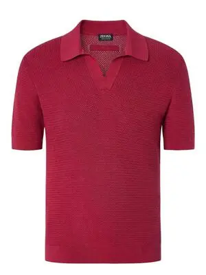 Zegna Textured Polo Shirt - Red
