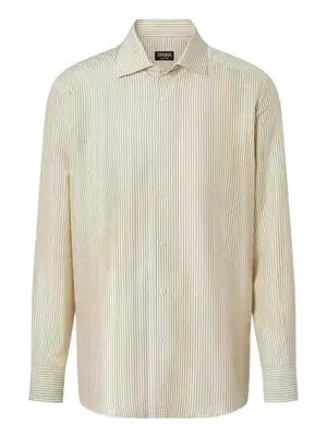 Zegna Striped Silk Shirt - Neutrals