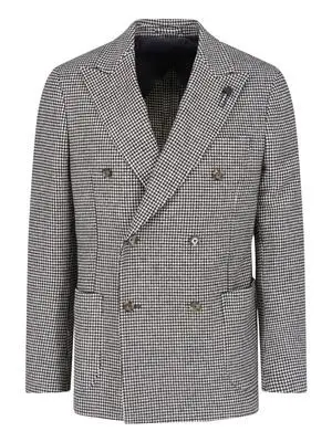 LARDINI Double-breasted Blazer In Wool Blend - Gray