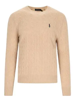 Polo Ralph Lauren POLO RALPH LAUREN Cable Knit Logo Sweater Brown