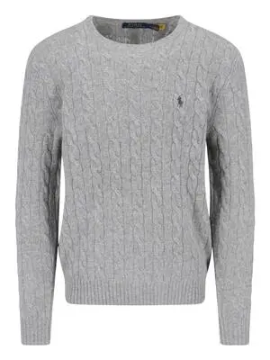 Polo Ralph Lauren POLO RALPH LAUREN Cable Knit Logo Sweater Gray