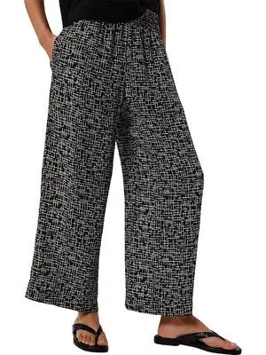 Whistles Woven Grid Crop Trousers - Black/multi