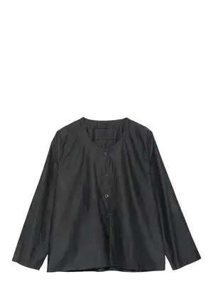 PRIVATE 0204 Buttoned Collarless Blouse - Grey